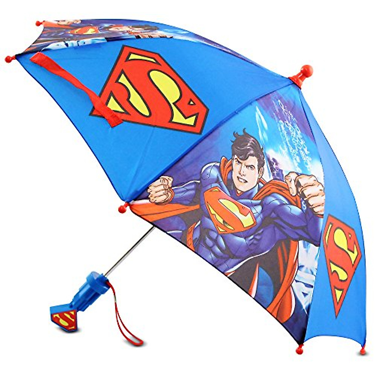 DC Comics Kids Umbrella and Poncho Raincoat Set, Batman & Superman Boys Rain Wear for Toddler 2-3 or Kids 4-7