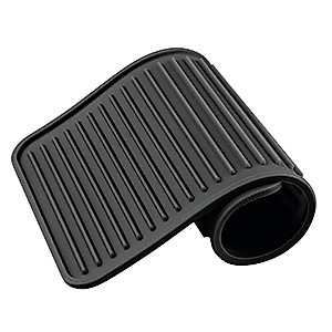 mDesign Silicone Heat-Resistant Hair Care Styling Tool Mat for Curling or Flat Irons, Straighteners on Bathroom Countertop, Raised Edges, Non-Slip, Waterproof, Small, Linelle Collection, Black