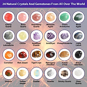 JELMOK Advent Calendar 2024, Gemstone Dig Kit, Valentines Day Cards for Kids,Dig up 24 Real Gems,24 Days Natural Crystal Countdown Calendar Educational Science Kits for Kids Boys Girls