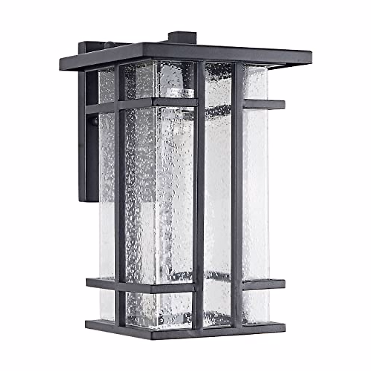 Rustic Outdoor Wall Light Fixture 13.8"H Waterproof Exterior Wall Sconces Black Metal with Clear Seeded Glass Shade Outdoor Wall Lantern for Exterior House Patio Porch,Entryway,Garage Wall Lamps
