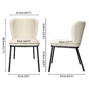SIMTONAL Dining Room Chairs Set of 4, Kitchen Chairs with Metal Legs, Beige
