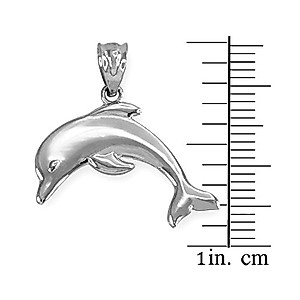 Claddagh Gold Polished 925 Sterling Silver Jumping Dolphin Sea Life Pendant Charm Necklace