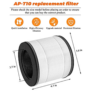 AP-T10FL AP-T10 Air Purifier Filter Replacement for Homedics Air Purifier by Blutoget - Fit for Homedics Total Clean Air Purifier AP-T10-BK AP-T10-WT-360 Degree H13 True HEPA with Activat Carbn 2Pack