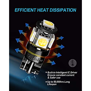 Yorkim 194 LED Bulbs White 6000k Super Bright 5th Generation, T10, 168 LED Bulb for Car Interior Dome Map Door Courtesy License Plate Lights W5W 2825, Pack of 10