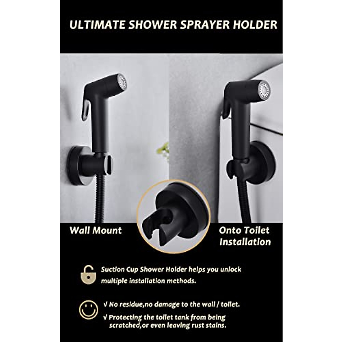 Handheld Bidet Sprayer for Toilet Kit (Black) - 4-Mode Shattaf Bidet Sprayer with Bidet Hose, Adjustable Water Pressure Cloth Diaper Sprayer,Toilet Bidet Attachment Sprayer for Personal Hygiene