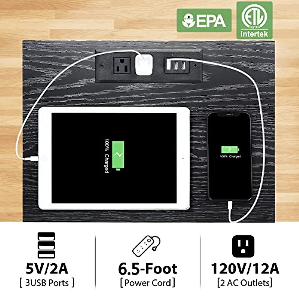 melos Nightstand with Charging Station and USB Ports, Bed Side Table/Night Stand with Drawer and Storage Shelf, 2 Tier End Table for Small Spaces, Side Tables for Bedroom, Living Room, Black