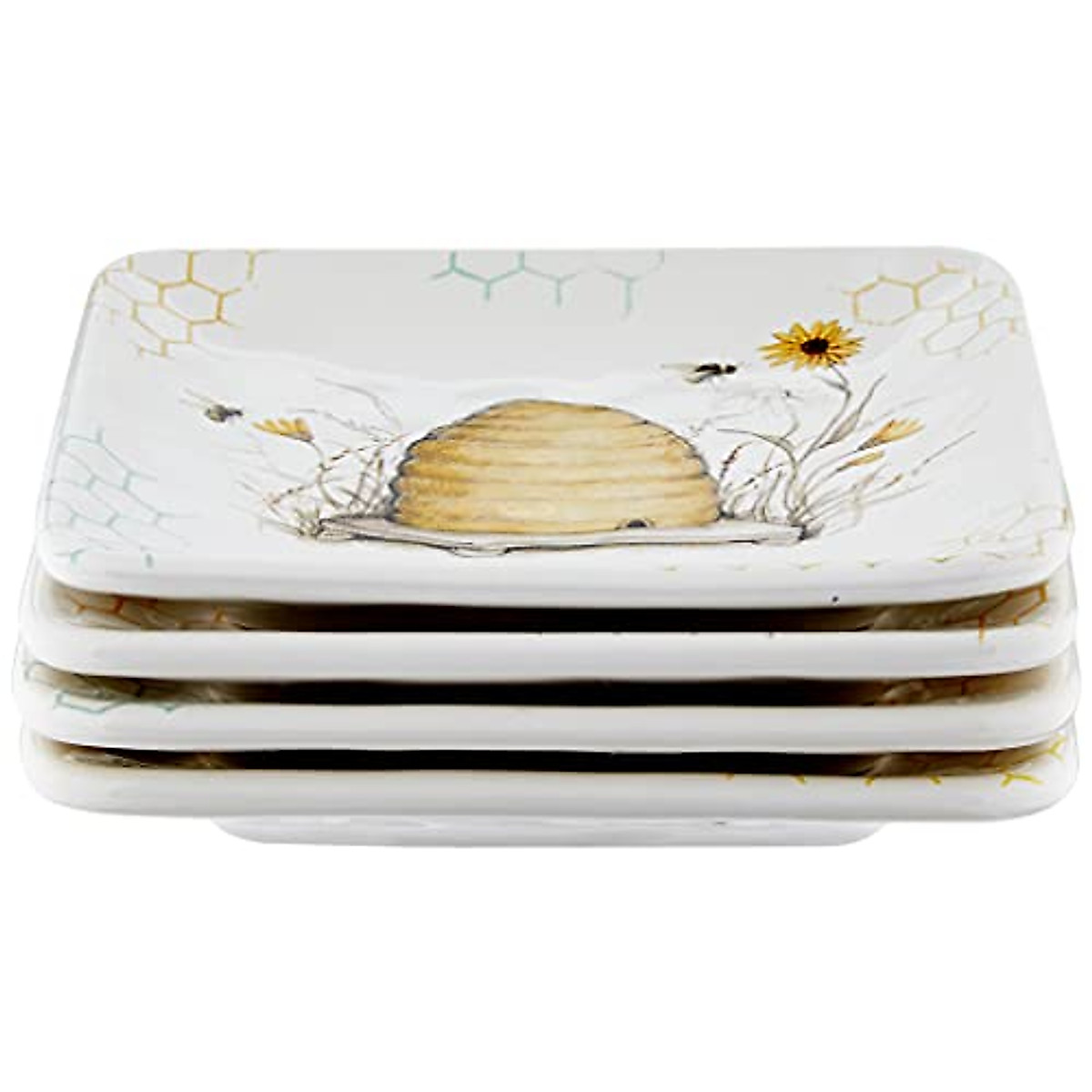 Certified International Bee Sweet 6" Canape/Luncheon Plates, Set of 4 Assorted Designs