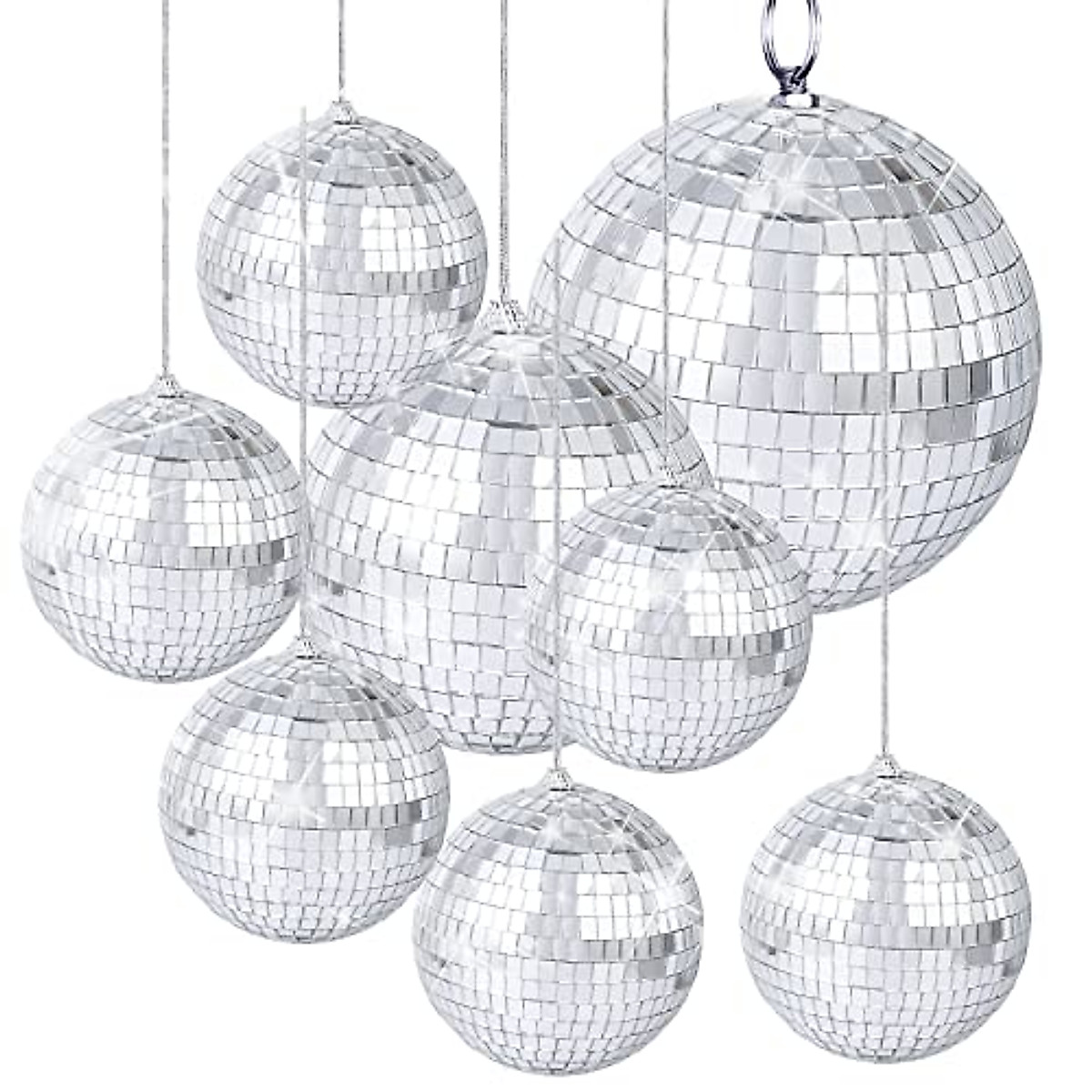8-Piece Mirror Disco Ball Set for Festive Parties