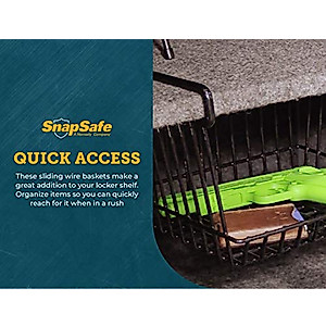 SnapSafe Hanging Shelf Large Basket, 76011 - Coated Wire Basket Maximizes Storage for Documents, Gun Accessories, & Ammo - Easy Access Under Shelf Storage for Gun Safes - Holds Up to 40 Pounds
