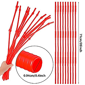 24 Pieces Flexible Drinking Straws Extra Long Plastic Straws for Camping Limited Mobility Situations Dishwasher, Red (28 Inches)