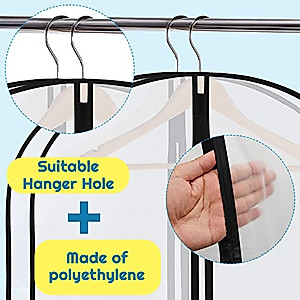 20 Pcs Garment Bags for Hanging Clothes Bulk Clear Zippered Hanging Garment Covers Bags Suit Protector Cover Dress Bags Storage Bags for Clothes Long Dress Suit Coat Costumes Uniforms (24 x 60 Inch)