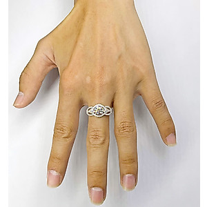 ZLAEBL 1.37ct 925 Sterling Silver Engagement Ring Band Round Cut Moissanite Promise Wedding Anniversary Rings for Women,6