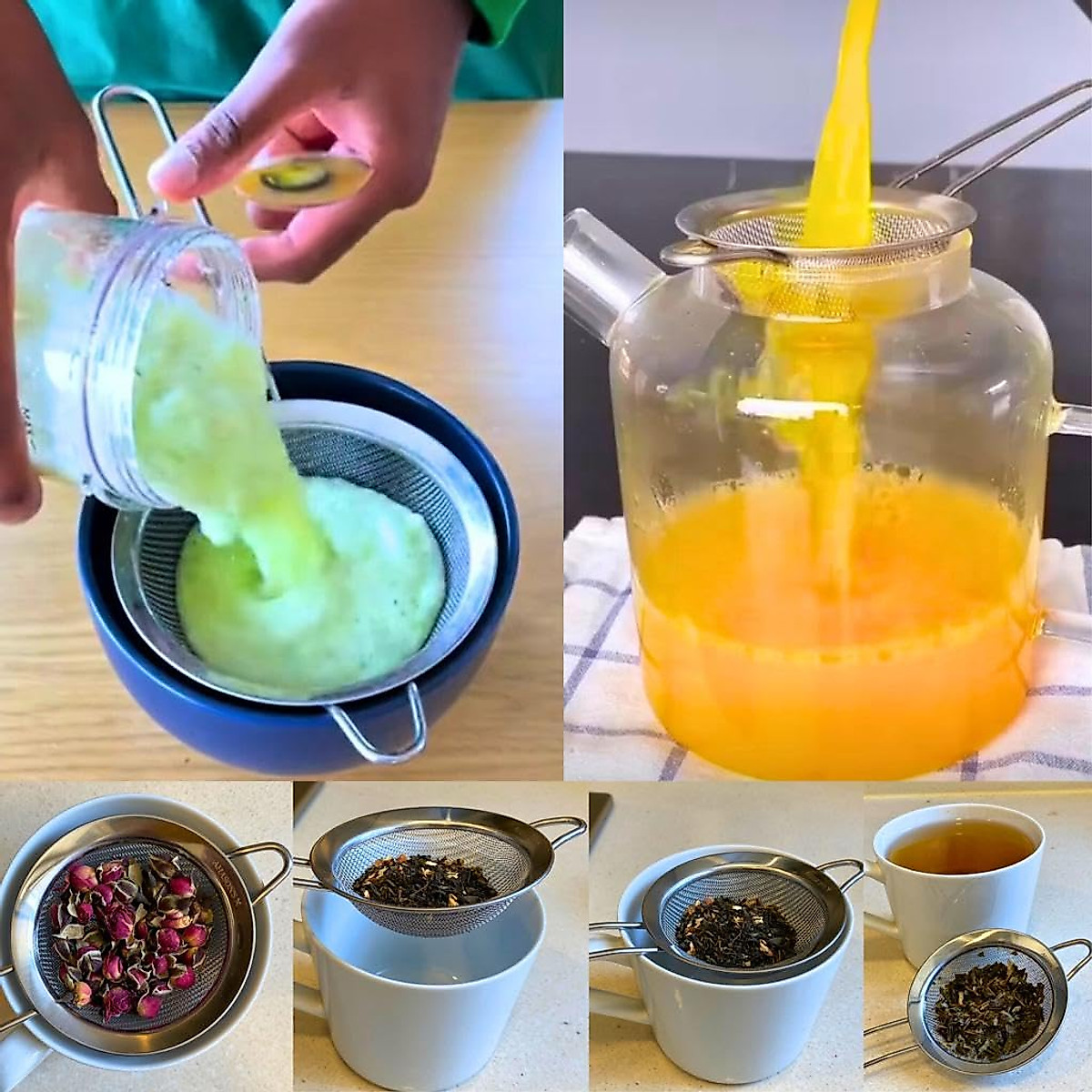 AHASON'S Fine Mesh Sieve Strainer,Premium Stainless Steel 8cm / 3.15 Inch with Durable Metal and Sturdy Handle,Excellent for Sifting Flour Pastas Rice Tea