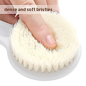 2Pack Back Scrubber for Shower, Qewro Stiff Bristles Dry Brushing Body Brush for exfoliating Back, Back Brush Long Handle for Shower Back Use Skin Washer Lymphatic Drainage, Bath Brush for Men Women