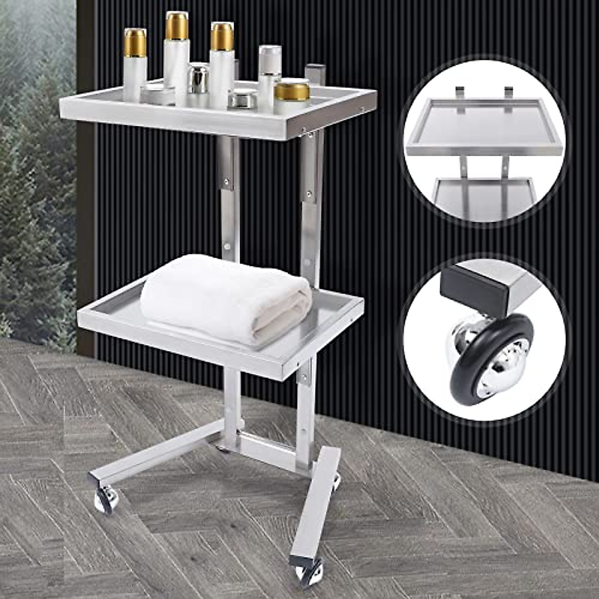 DNYSYSJ Beauty Salon Stand Rolling Cart, 2 Tier Spa Beauty Machine Holder Trolley, Salon Storage Trolley Stand, for Salons Studios Shops Medical Shops and Dentists