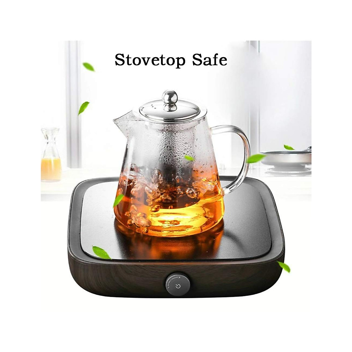 Glass Teapot with Infuser Tea Pot 32oz/43oz Tea Kettle Stovetop Safe Blooming and Loose Leaf Tea Maker Set (32oz/ 950ml)
