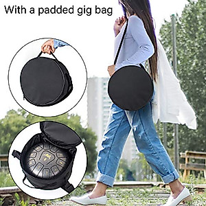 AKLOT Steel Tongue Drum 10 Inches 11 Notes - Percussion Instruments - HandPan Tank Drum C Key with Drum Mallets Stickers Finger Picks and Gig Bag