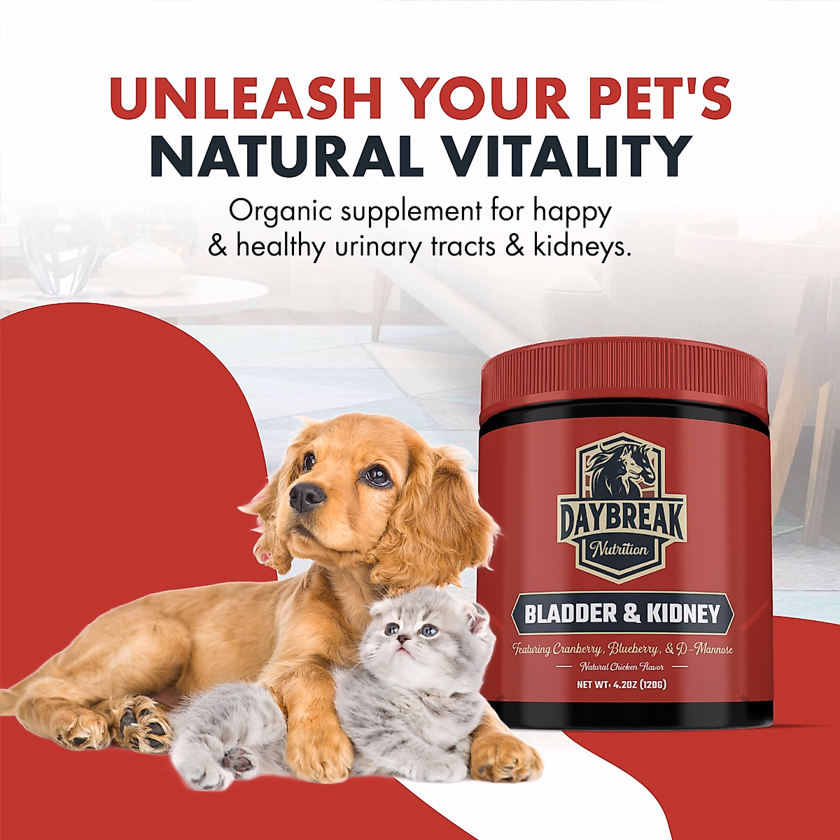 Bladder and Kidney Relief for Dogs & Cats by Daybreak Nutrition | Powder Cranberry Supplement for Dogs and Cat for UTI Treatment & Urinary Support | Dog & Cat Urinary Tract Infection Remedy Supplement