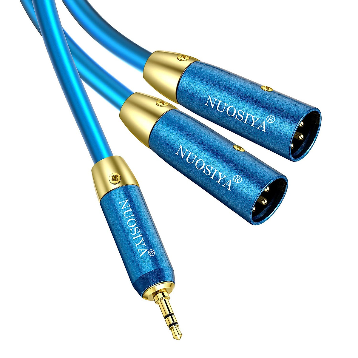 NUOSIYA XLR to 3.5mm Unbalanced Cable Adapter, Dual XLR Male Audio Cord to 1/8 inch Stereo Microphone Cable Mini Jack Aux, 22AWG Pure Copper Wire Core for Cell Phone, Laptop, Speaker, Mixer- 3FT