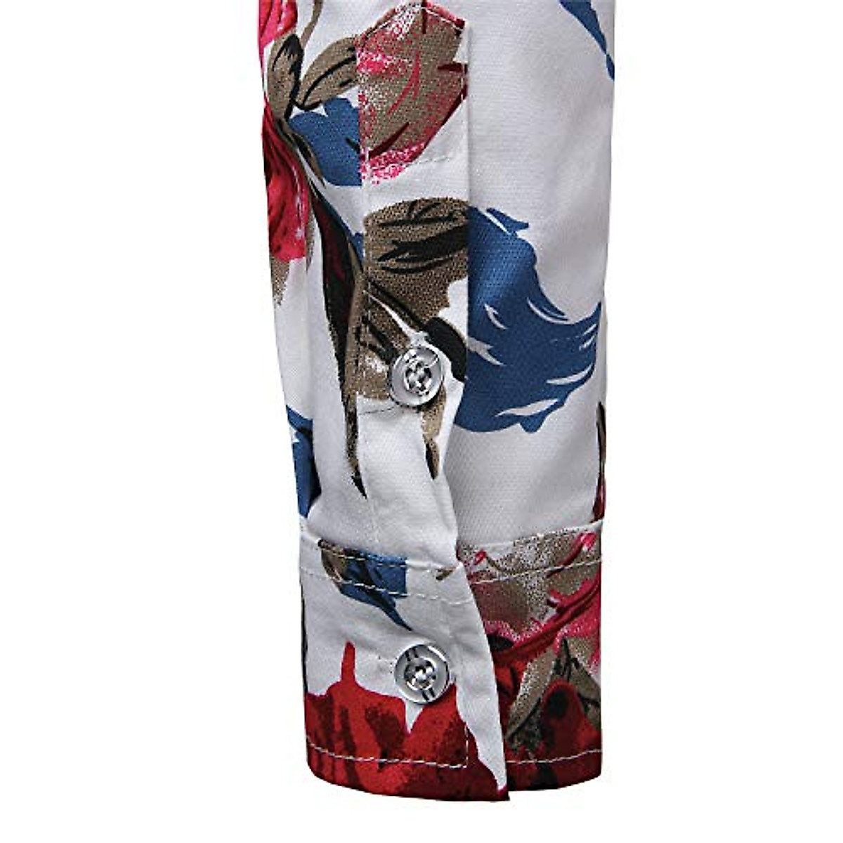 ZEROYAA Men's Hipster Retro Rose Floral Printed Casual Slim Fit Long Sleeve Streth Shirt ZLCL04-101-White Small