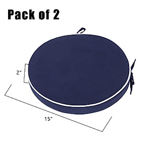 Blytieor Outdoor Bistro Chair Cushions Set of 2, Waterproof 15 inch Round Seat Cushions with Ties for Patio Deck Furniture