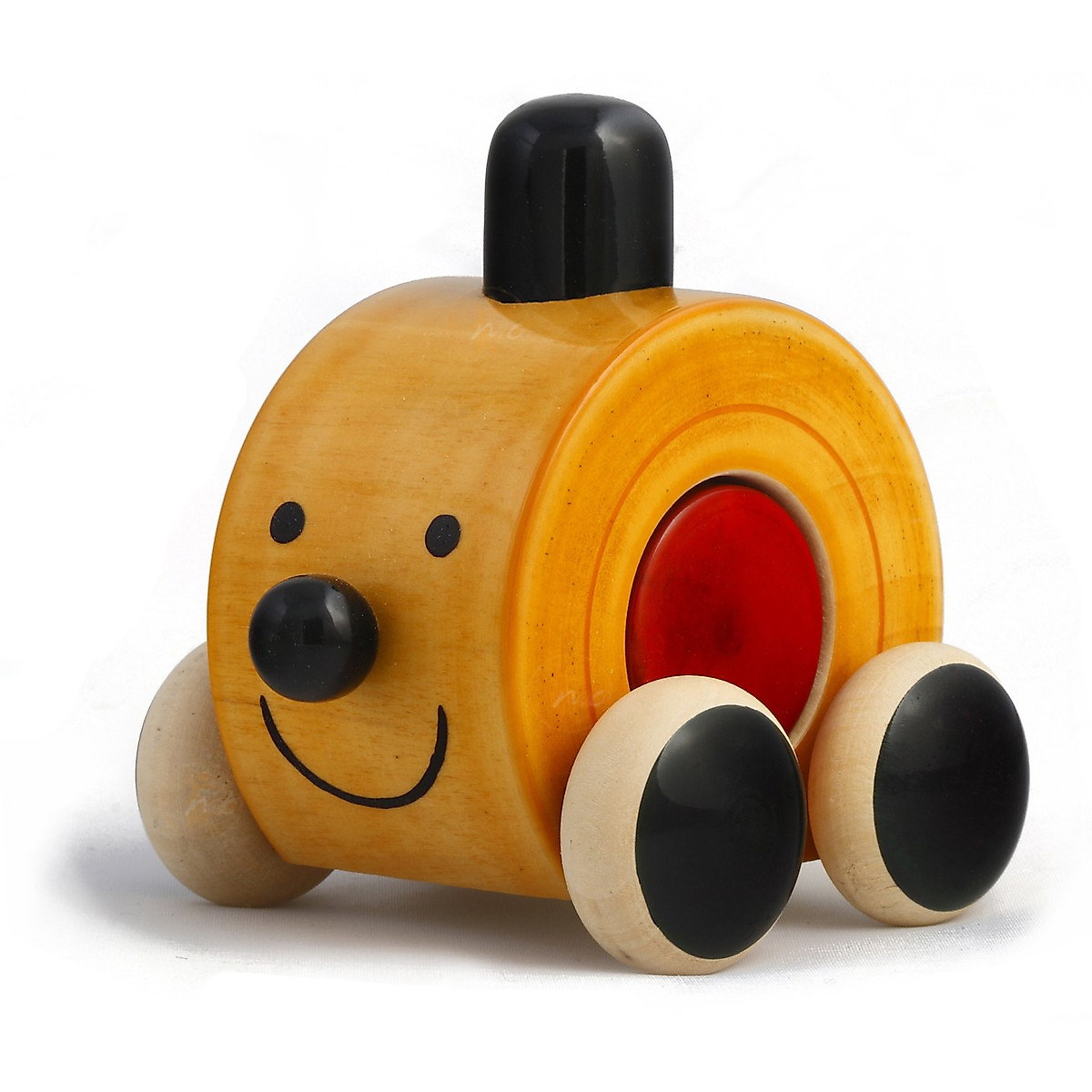 Handmade Wooden Cute Push Toy Made Using Natural Colors for Toddlers 1 Year Old and up, Helps in Early Education and Development | MOEE by Maya Organic (RED)