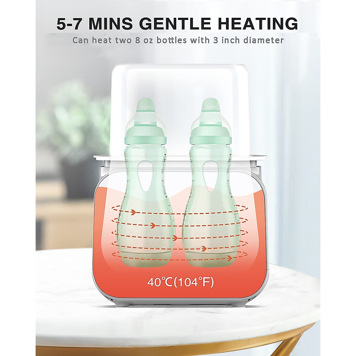 Baby Bottle Warmer, Double Bottle Warmer for Breastmilk, 6-in-1 Baby Food Heater Defroster, Fast Infant Formula Warmer with Timer for Twins, 24H Temp Control, BPA Free