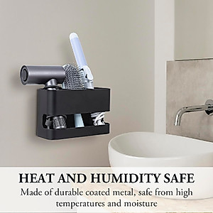 MyGift Modern Wall Mounted Black Metal Hair Styling Tools and Accessories Heat Resistant Holder with 3 Slots, Salon Hot Tool Organizer Rack for Blow Dryer Straightener Curling Iron