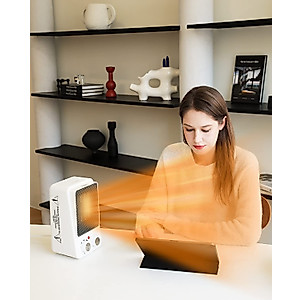 Small Space Heater White Electric Ceramic Heater 1500W, Mini Indoor Portable Heater with Tip-Over and Overheat Protection for Bedroom, Office and Desk