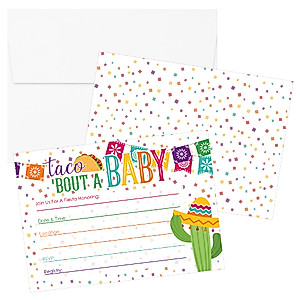 DISTINCTIVS Taco 'Bout a Baby Fiesta Baby Shower Party Invitations - 10 Cards with Envelopes