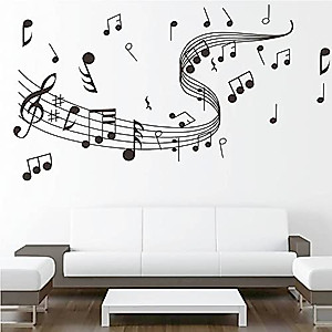 Music Wall Art, Notes Notation Sticker Decals, Home Removable Vinyl Mural Decor Gift for DIY Classroom Living Room Bedroom Kids Music Studio Decoration