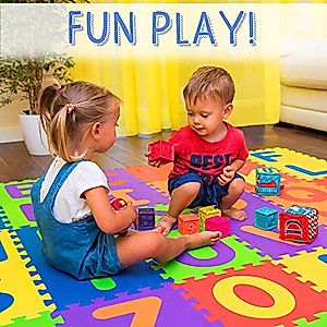 Non Toxic Alphabet Play Mat for Kids Toddlers - Thickest Interlocking Foam Puzzles ABC & Numbers 0 to 9 Flooring Mat for Play & Exercise 36 Tiles 12x12in (10mm) - Floor Coverage 36 Sq F