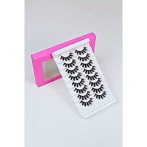 beautykaisen 8Pair 3D False Eyelashes Cross Fluffy Natural Look PACK Volume Fluffy Natural Faux Mink Lashes(3D999 DRAK PINK) 8pair-3D999 8pair-3D999 0