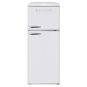 Galanz GLR10TWEEFR Retro Refrigerator with Top Freezer Frost Free, Dual Door Fridge, Adjustable Electrical Thermostat Control, 10 cu ft, White