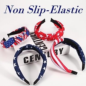 4 th of July Headbands for Women Girls American Wide Knottted Headband USA Blue Star Rhinestone Patriotic Headbands Crystal Jeweled Hairband Hair Accessories