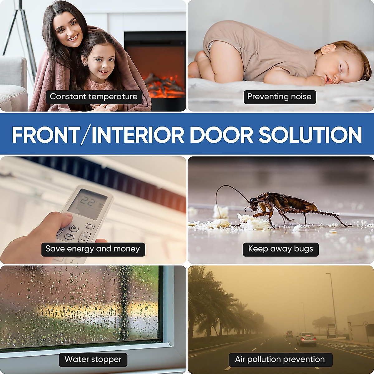 MOYENNE 2 Pack Door Draft Stopper, Door Sweeps for Exterior Doors, Under Door Sealers for Bottom of Door, Weather Stripping, 2.3" W x 47" L (Brown)