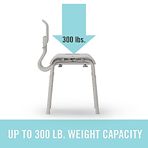 Medline Martha Stewart Euro Style Shower Chair with Microban for Disabled, Seniors and Elderly, Bath Chair for Tub, Supports up to 300 lbs.