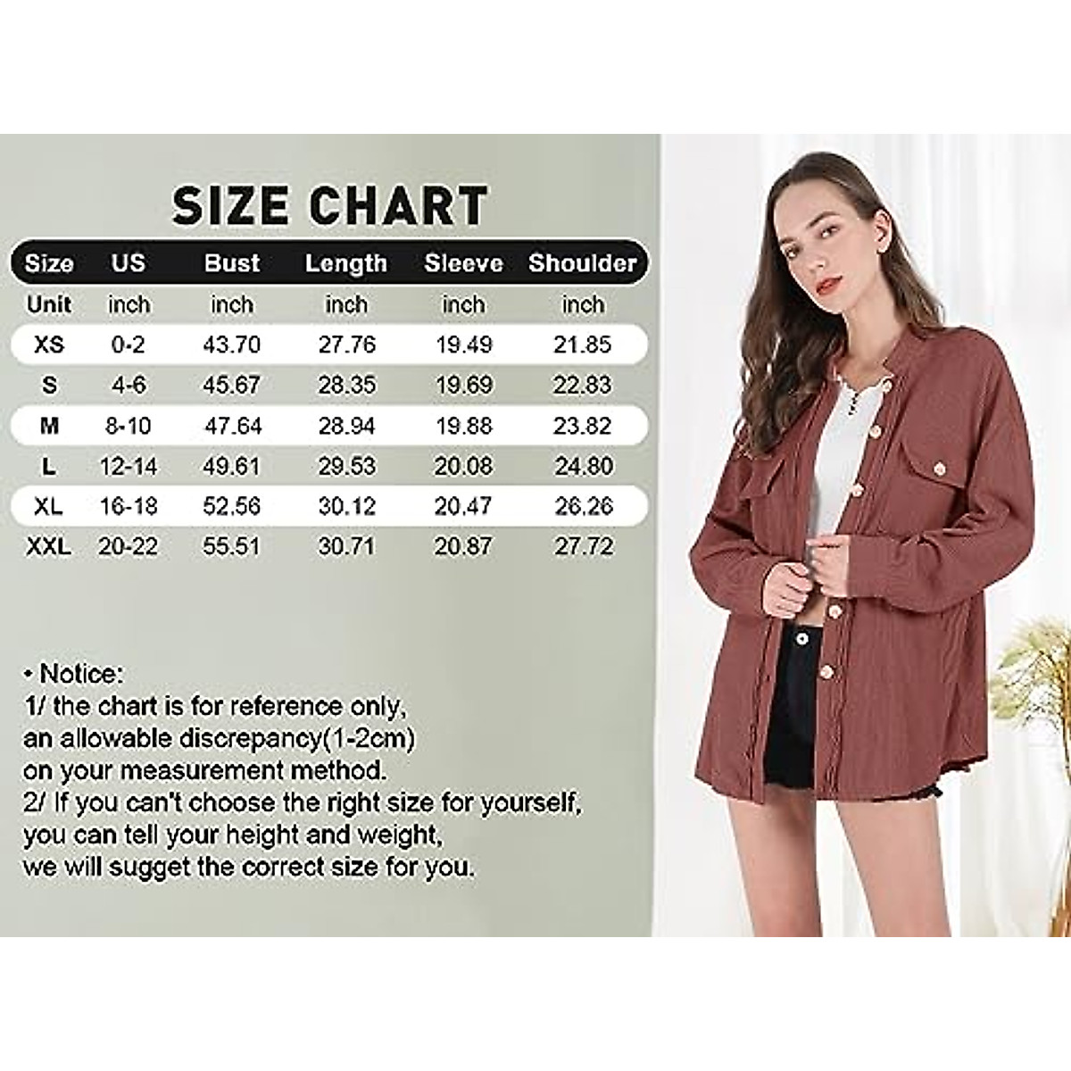 chouyatou Women's Loose Fit Batwing Sleeve Waffle Knit Button Down Shirt Shacket Tops (Large, Coffee)