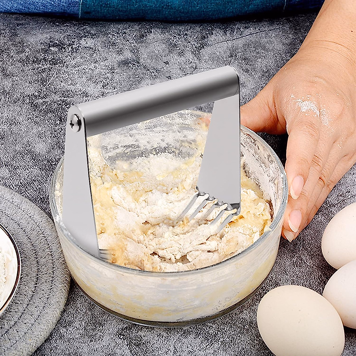 ISZW Dough Blender Pastry Cutter Set, Pastry Cutter Pastry Scraper Set, Stainless Steel Dough Pastry Scraper/Cutter/Chopper, Multipurpose Pizza/Biscuits/Dough Cutter, Professional Baking Dough Tools