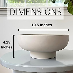 OAKOA Concrete Fruit Bowl for Kitchen Counter - Large Decorative Bowl for Home Decor - Modern Pedestal Bowl - Key Bowl for Entry Table - Footed Bowl - Entryway Bowl for Keys
