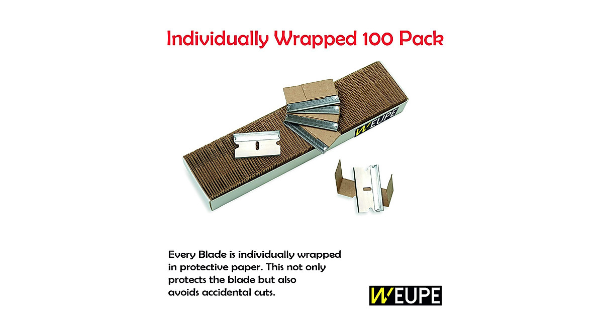 WEUPE Razor Blades 100 Pack USA-Made Sharp Utility Blades