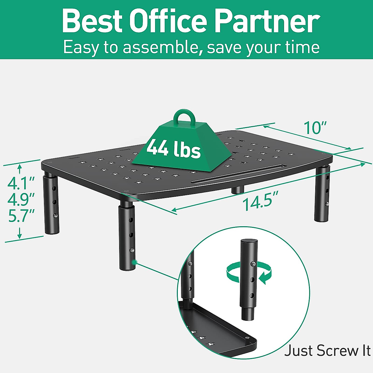 Zimilar 2 Pack Metal Monitor Stands Risers, 3 Height Adjustable Monitor Riser for Laptop Dual Wood Monitor Stand Riser, Monitor Stand with Adjustable Length and Angle