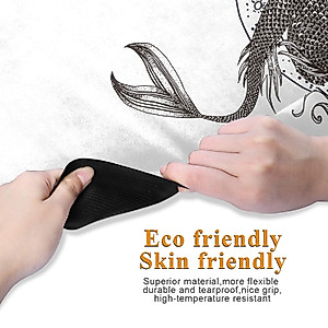 OTVEE Mermaid and Moon Yoga Mat for Women Non Slip Ultra Thin 1 MM Travel Yoga Mat with Carrying Bag Suede Fitness Exercise Mat for Yoga Pilates Workout Routines Camping