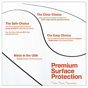 ExactMade - Clear Table Protector, USA Made, Safe, 14 x 24 Inch, 2mm Thick Ultra Clear Smooth Vinyl, Small Clear Desk Mat for Office Desk Top, Clear Desk Blotter Pad for Writing Desk
