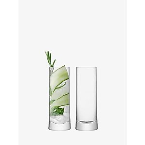 LSA Gin Highball Glasses in Clear with Subtly Flared Base - Durable Mouth Blown Glass - 13 oz Drinkware - Pack of 2