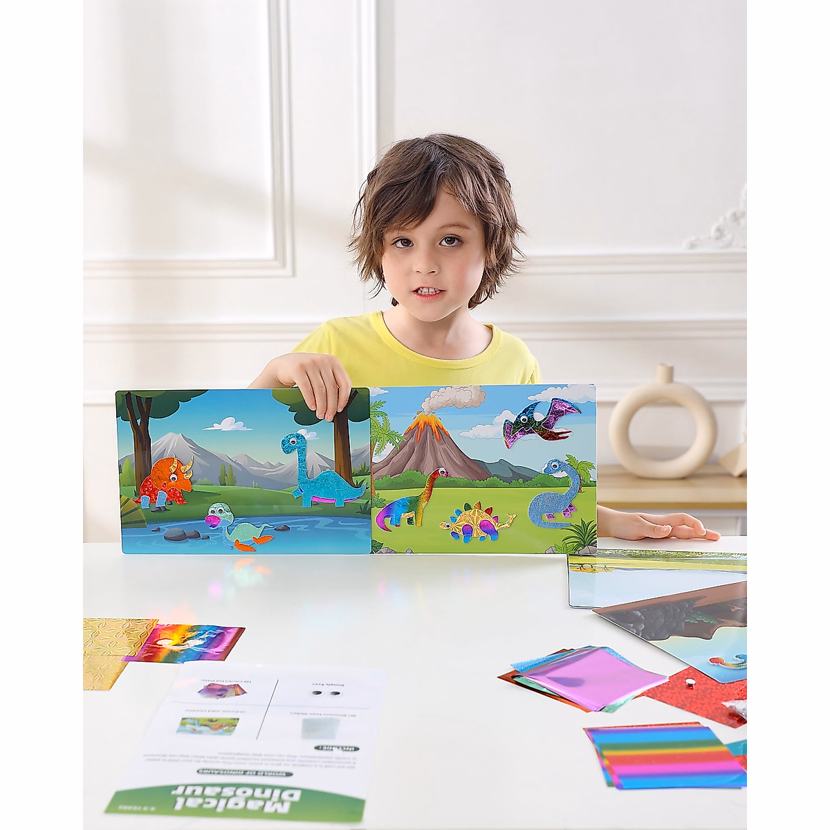 Ezelisy Foil Craft Kit for Kids - Fun Dinosaurs Art Activity for Boys Girls Ages 4-9