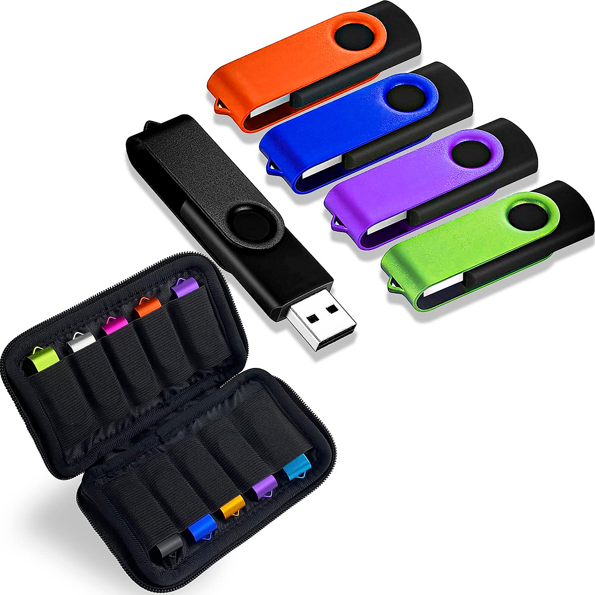 JBOS 5 Pack 32GB USB 2.0 Flash Drive with USB Case Memory Stick Thumb Drives Jump Drives Pendrive 32 GB Pendrive