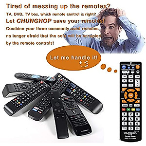 CHUNGHOP Universal IR Learning Remote Control for Smart TV VCR CBL DVD SAT STR-TV CD VCD HI-FI, for All Brands IR Remote 3 in 1 Programmable Controller L336