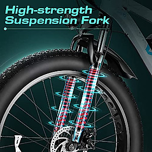 Vivi F26F Electric Bike 500W 26" x 4.0 Fat Tire Electric Bike with 48V 13Ah Removable Battery, 7 Speed, 25MPH, Cruise Control, Up to 50 Miles for Commuting, Beach, Snow