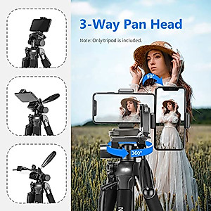 NEEWER Portable Aluminum Alloy Camera 2 in 1 Tripod Monopod Max. 70"/177cm with 3 Way Swivel Pan Head and Carrying Bag for DSLR, DV Video Camcorder (SAB264, Black)